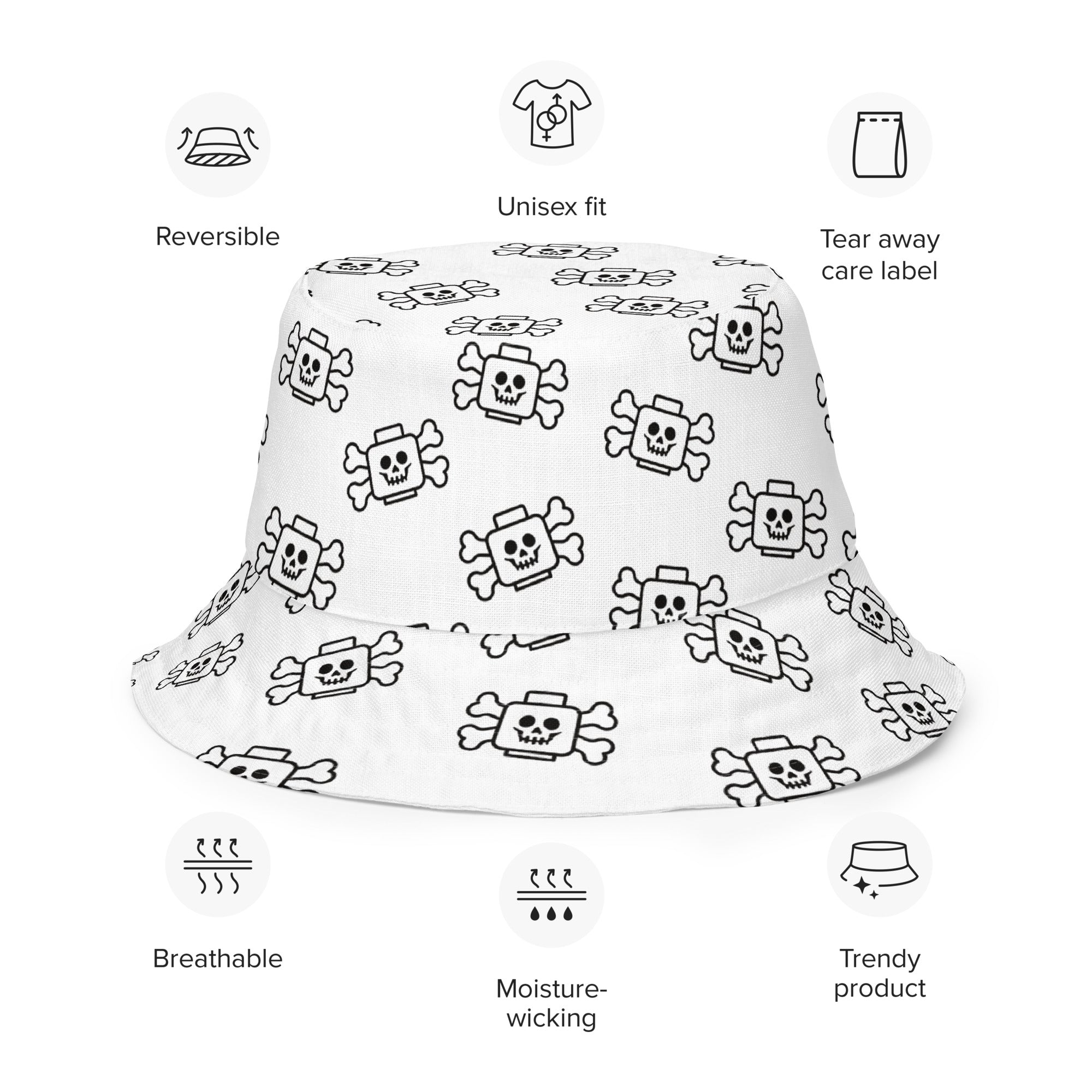 Skeleton Crossbone White bucket hat