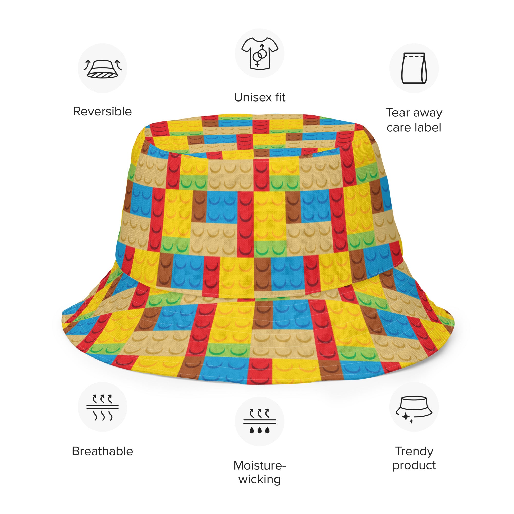 Building Bricks Pattern bucket hat
