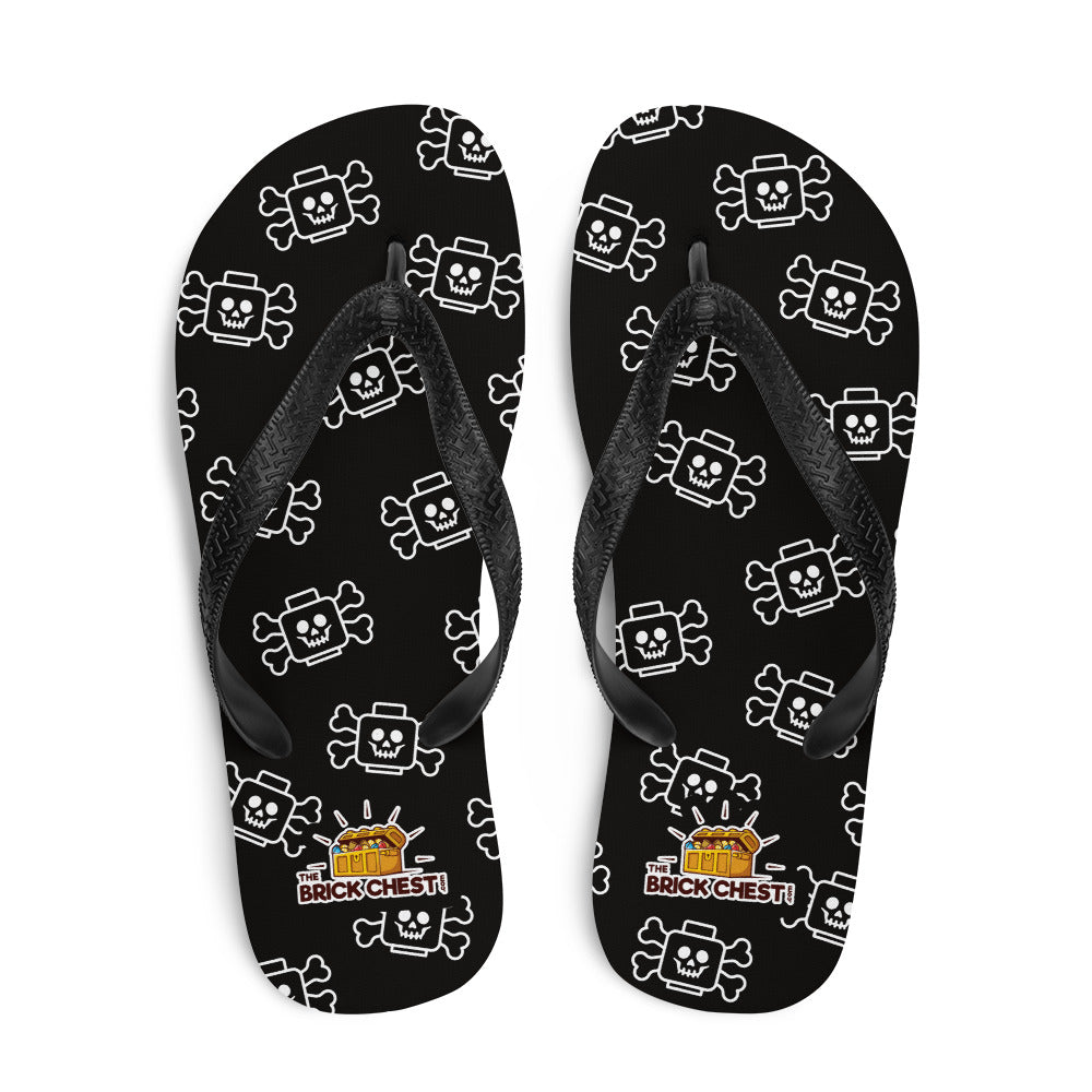 Black Skeleton Flip Flops