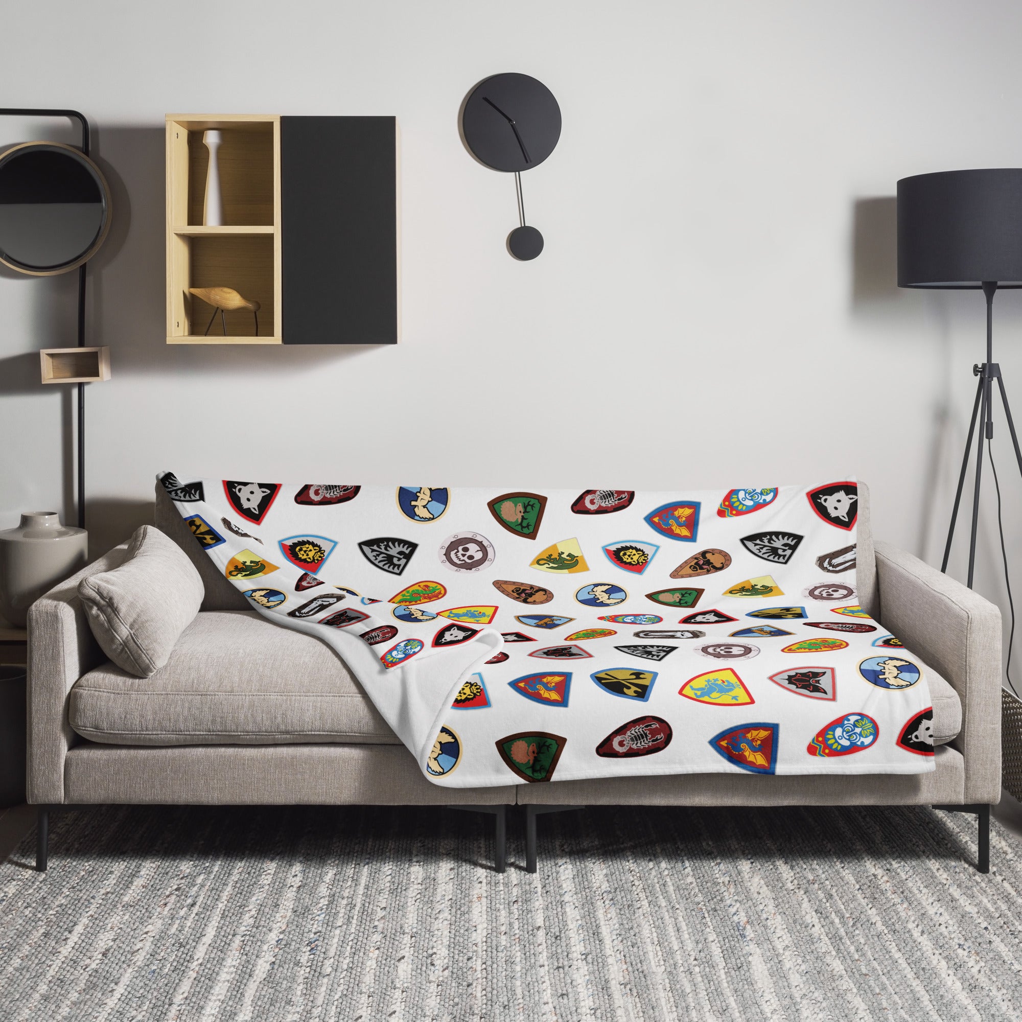 Vintage Castle Shield Throw Blanket